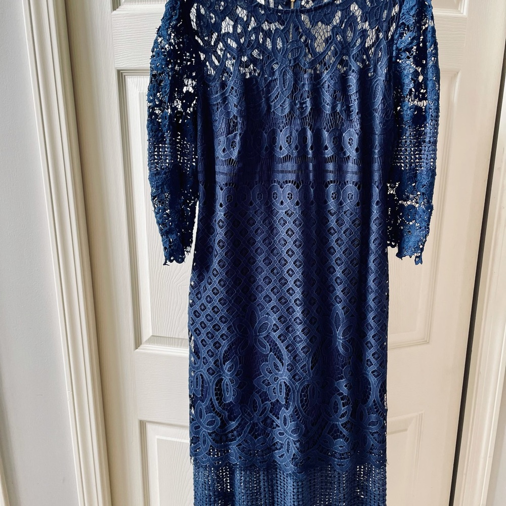 Gorgeous Cocktail Navy Blue Midi Dress Gem